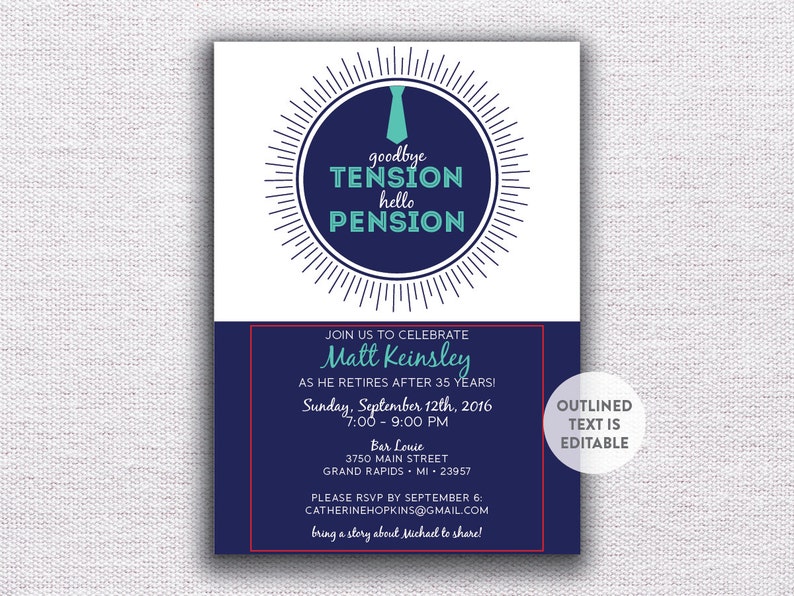 INSTANT DOWNLOAD Retirement Party Invitation / Retirement Party Invite ...