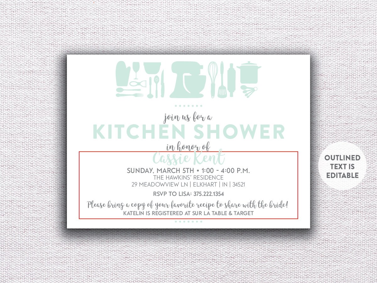 INSTANT DOWNLOAD Bridal Shower Invitation / Kitchen Shower / Pantry ...
