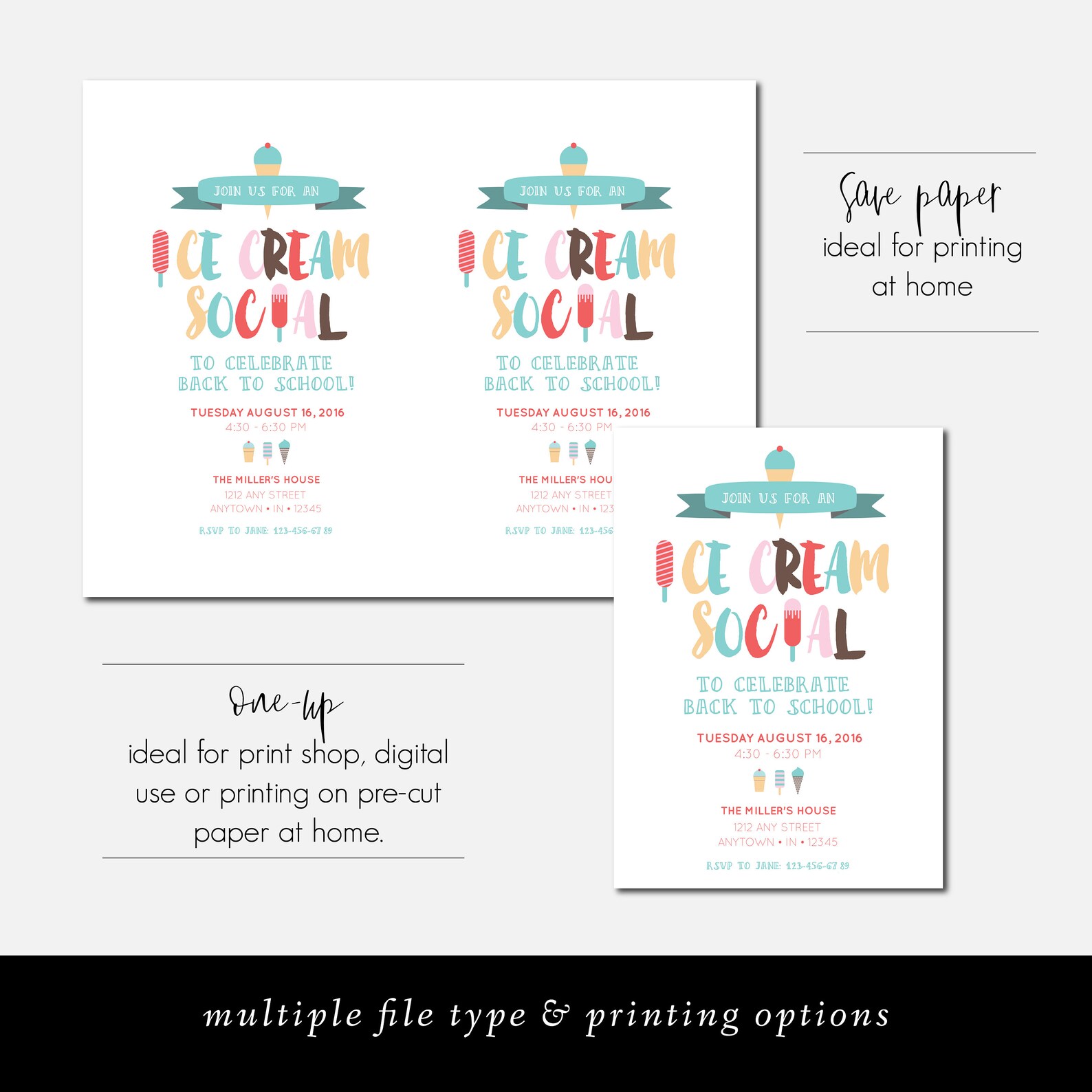 INSTANT DOWNLOAD Ice Cream Social Invitation / Ice Cream Party - Etsy