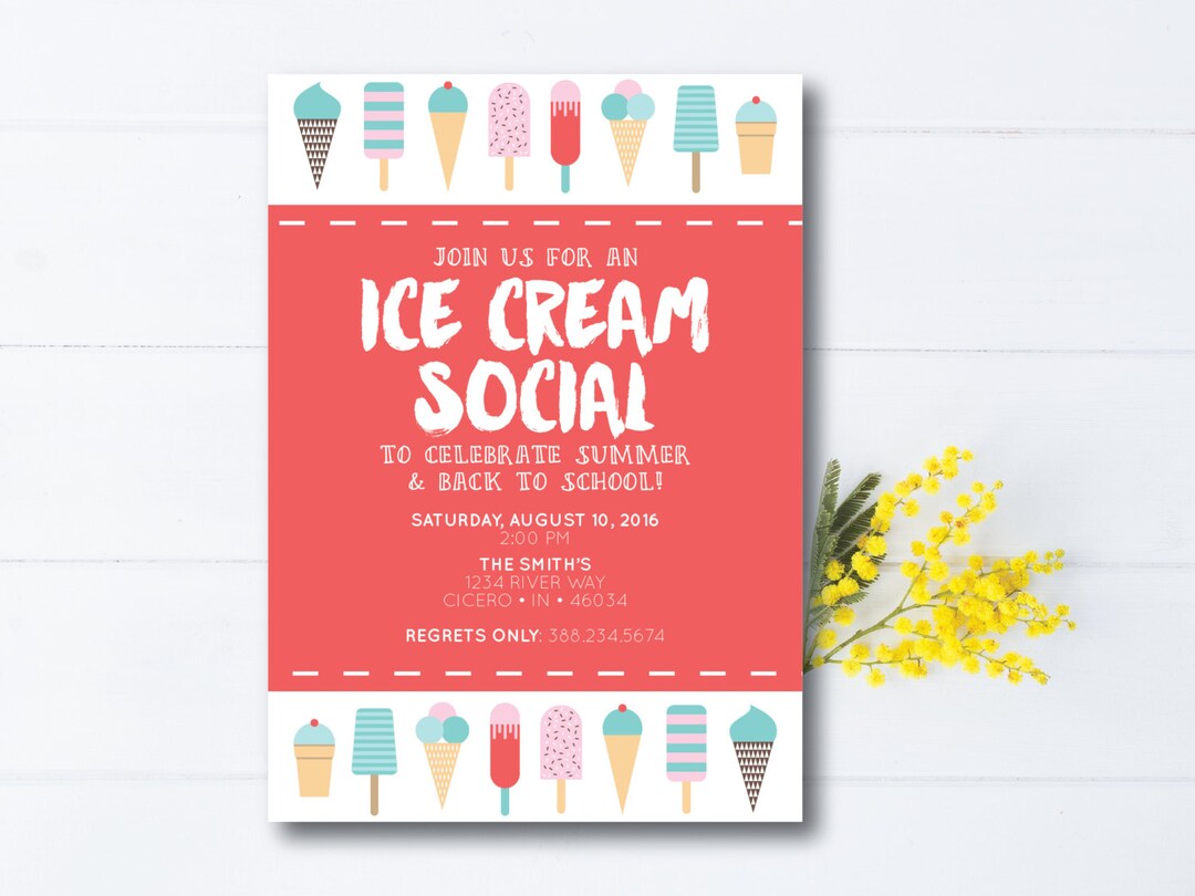 INSTANT DOWNLOAD Ice Cream Social Invitation / Ice Cream Party ...