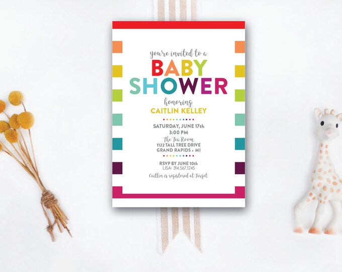 INSTANT DOWNLOAD Baby Shower Invitation / Rainbow Baby Shower Invite ...
