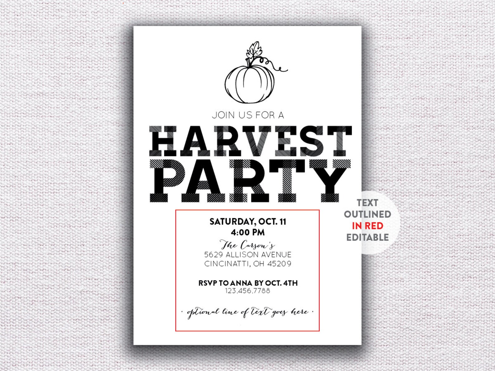 INSTANT DOWNLOAD Harvest Party Invitation / Fall Party Invite - Etsy