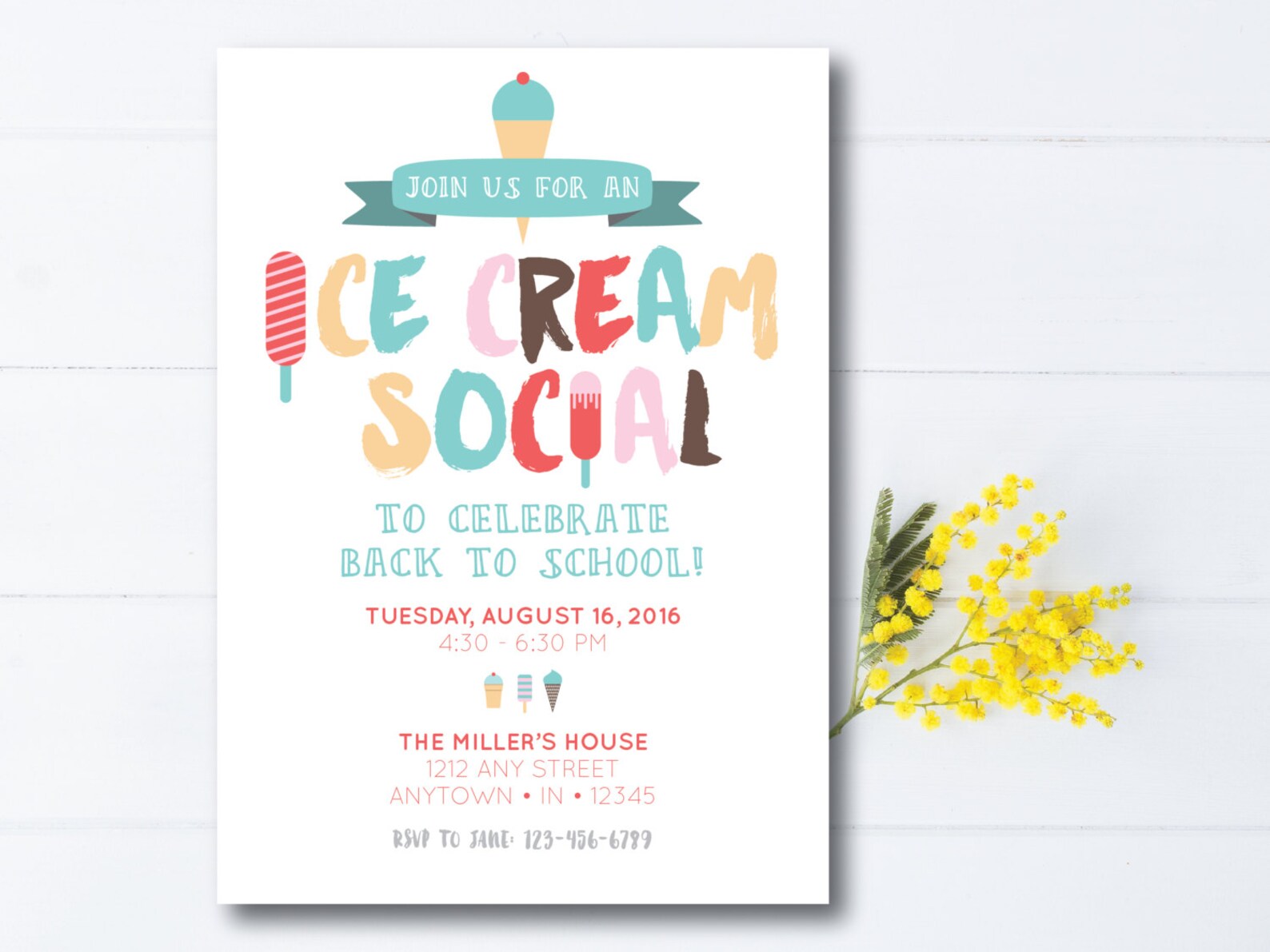 INSTANT DOWNLOAD ice cream social invitation / ice cream party | Etsy