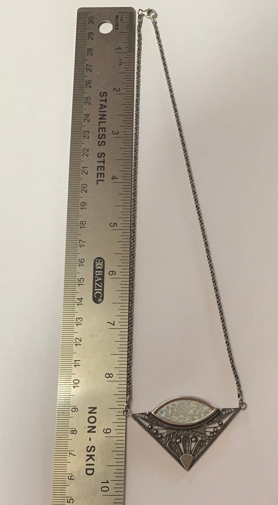 Sterling Silver Filigree Roman Glass Necklace! Vintag… - Gem