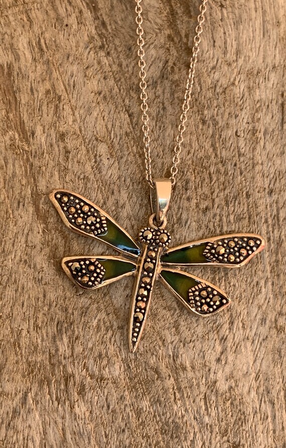French style Plique-à-jour enamel DRAGONFLY pendant i… - Gem