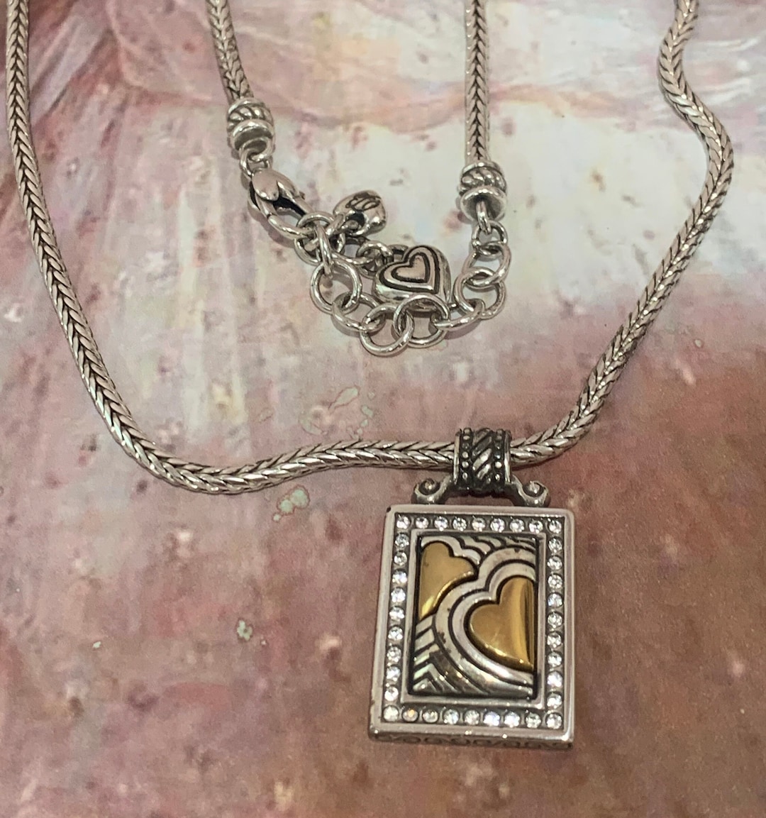 Brighton Vintage Retired Gold/ Silver Plated Crystal Pave Rectangle ...