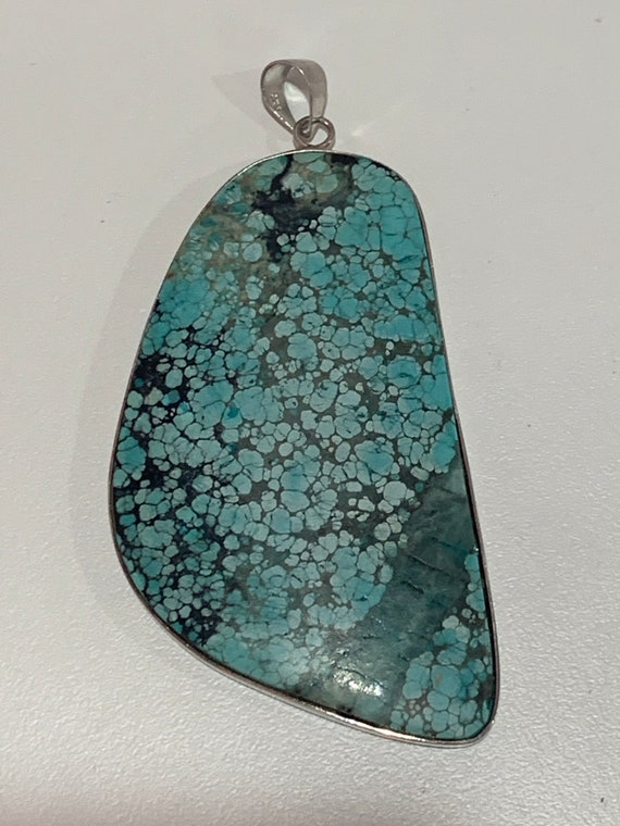 HUGE spider webbed turquoise RARE gems pendant! Freef… - Gem