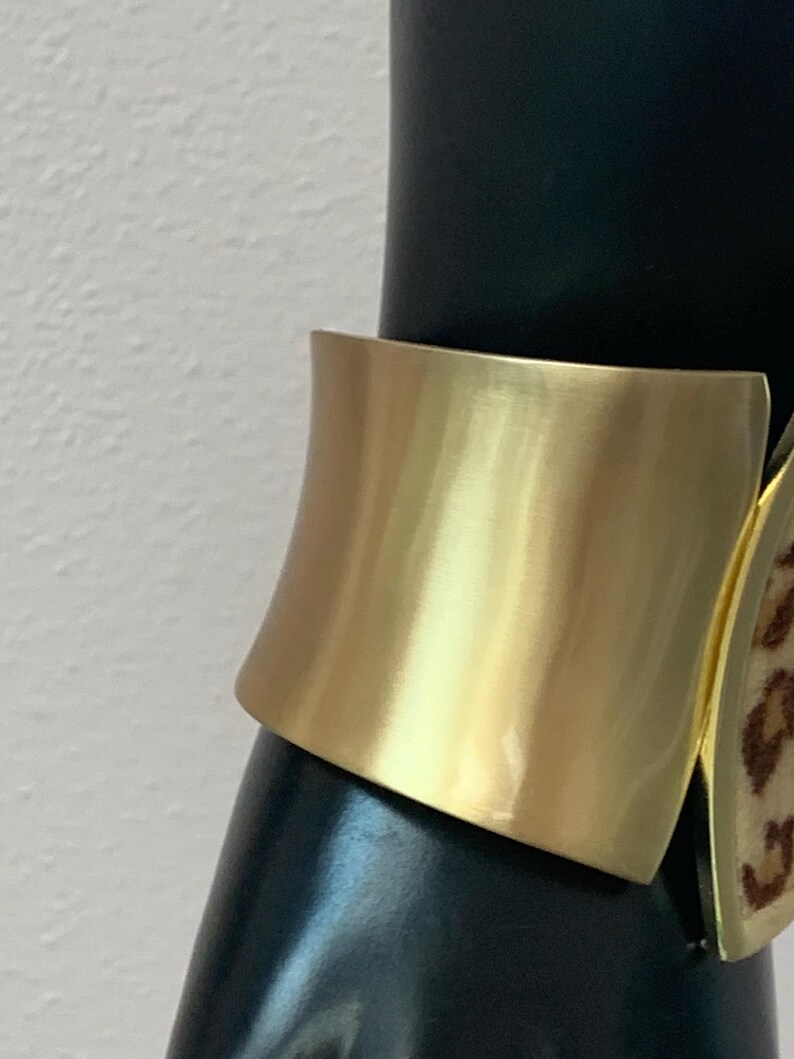 Vintage Gold Tone, Brushed Clamper/cuff Bracelet, With Faux Fur, Leopard Animal Print! Vintage ...