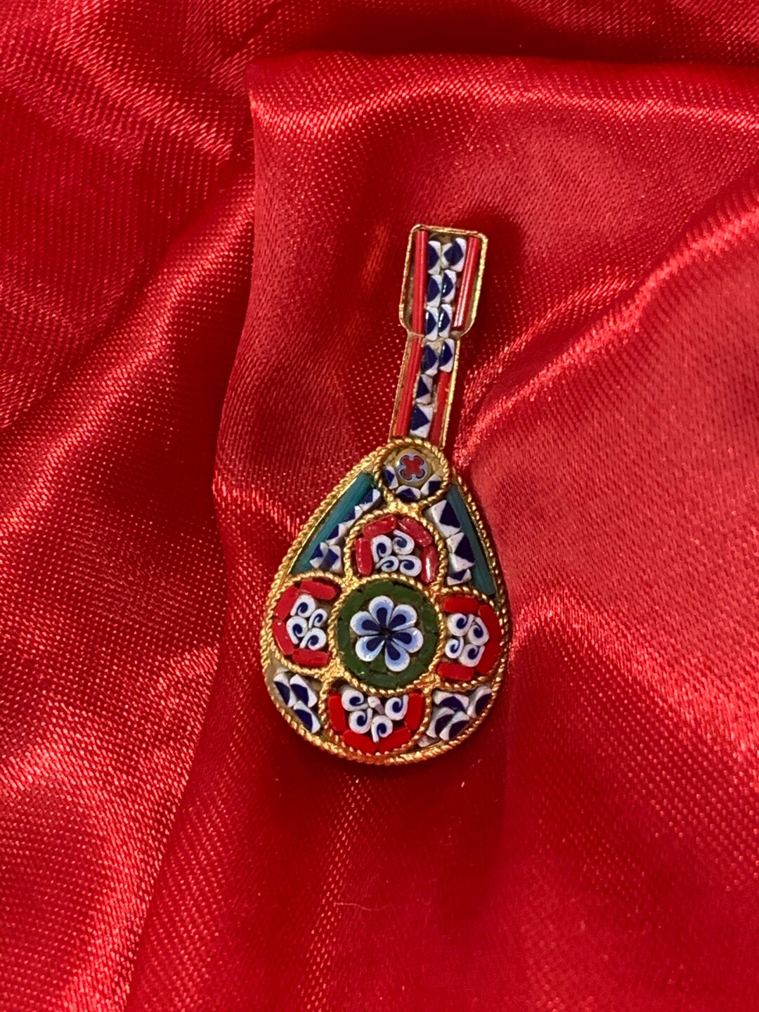 Vintage Italian MOSAIC Mandolin Brooch/pin! Fine Jewelry! Gift for Mom ...