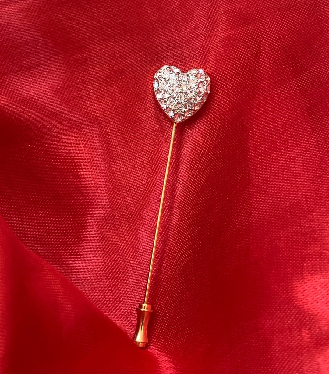 Swarovski, SWAN Signed Sparkle Gold Heart Shaped Stick Pin! Swan ...