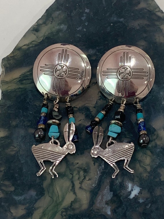 Native American large round with dangle earrings sign… - Gem