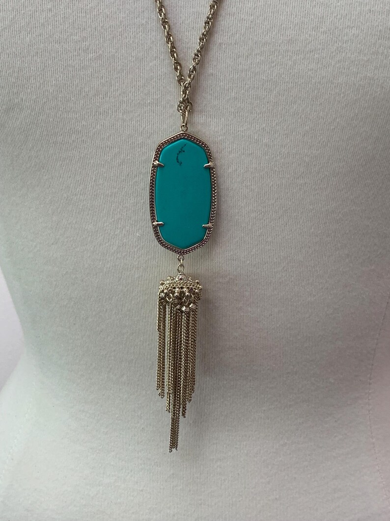 Vintage, Retired Kendra Scott Rayne Pendant Necklace With Turquoise ...