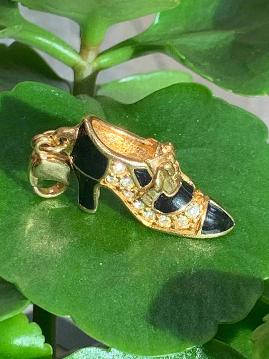 Swarovski, SWAN Signed Sparkle Black Enamel SHOE Pendant/charm! Swan ...