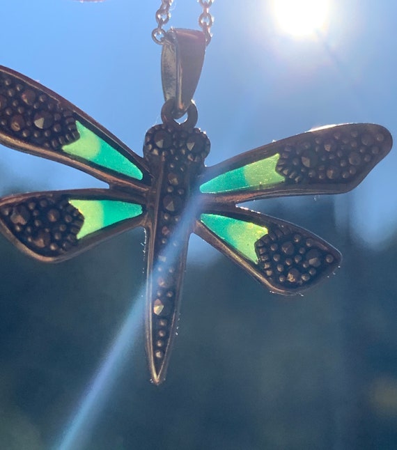 French style Plique-à-jour enamel DRAGONFLY pendant i… - Gem