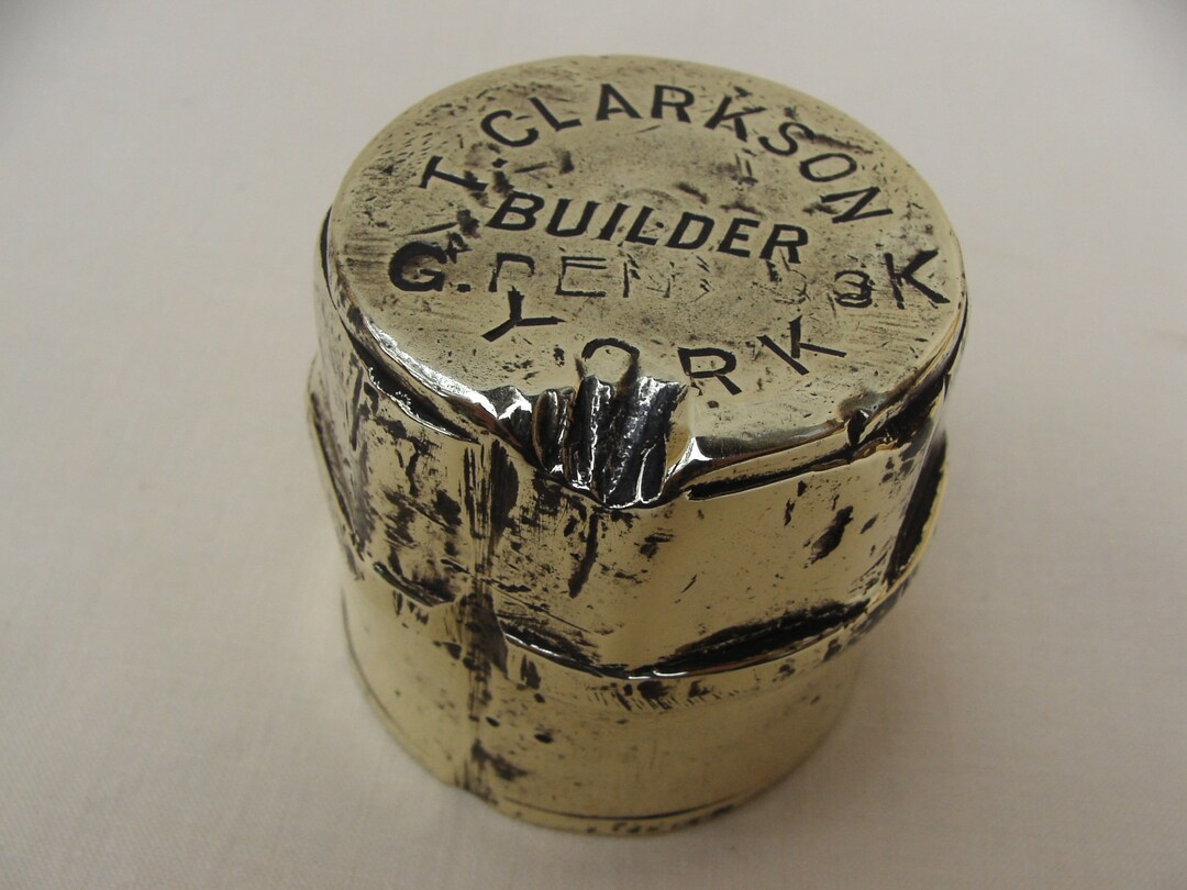A Antique Brass Hub Cap for a Cart / Wagon T Clarkson Greenock York ...