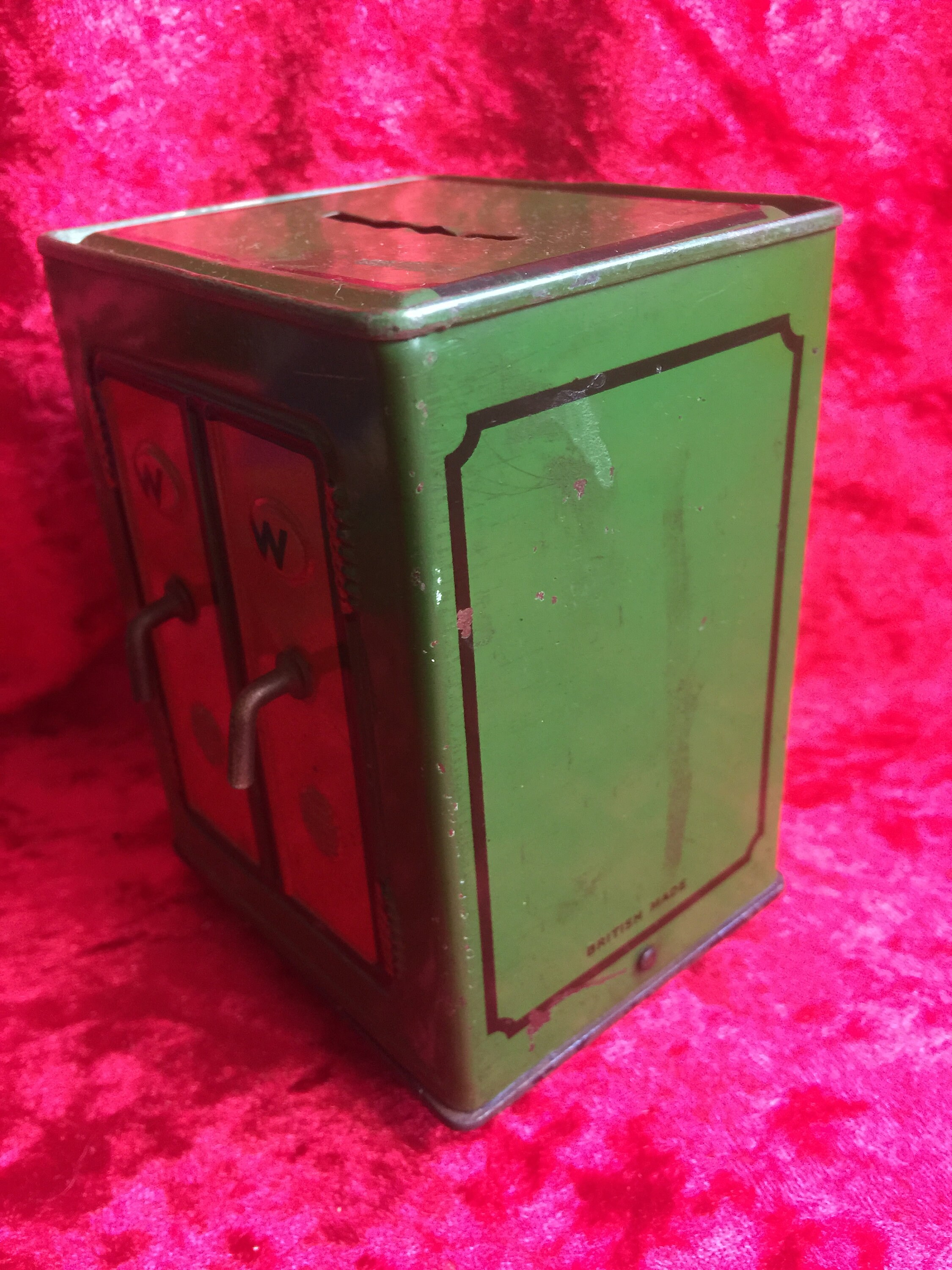 A Lovely Old Vintage Money Box in the Form of a Old Safe Strong Box Tin ...