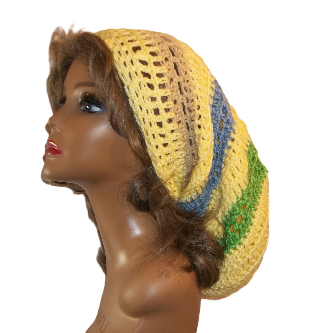 XL Slouchy Dreadlock Hat: Multicolor Acrylic Rasta Tam - Etsy
