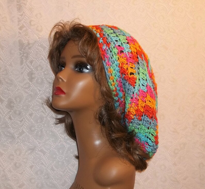 Colorful Slouchy Hat, Dreadlocks Tam, Slouch Tam, Beanie, Cap, Festival ...