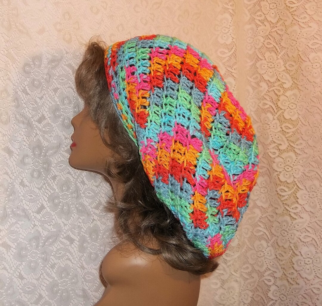 Colorful Slouchy Hat, Dreadlocks Tam, Slouch Tam, Beanie, Cap, Festival ...