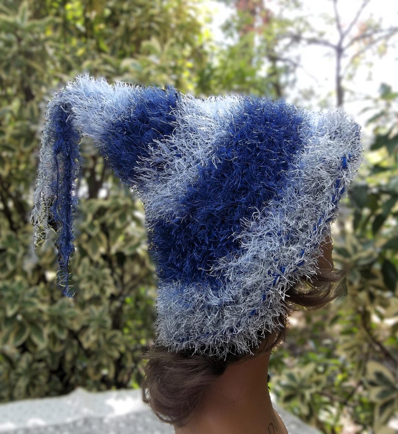 Crochet Witch Hat: Blue Eyelash Yarn, Cosplay Costume - Etsy