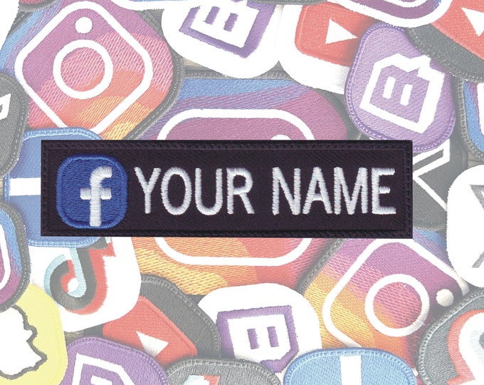 Facebook Name Tag Patch, Logo Custom Embroidered, Embroidered Social ...