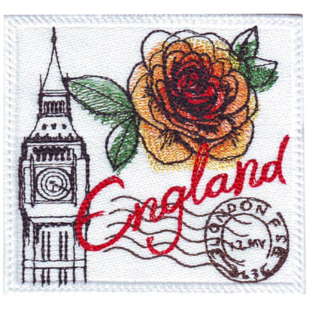 England Stamp Embroidered Patch - Etsy