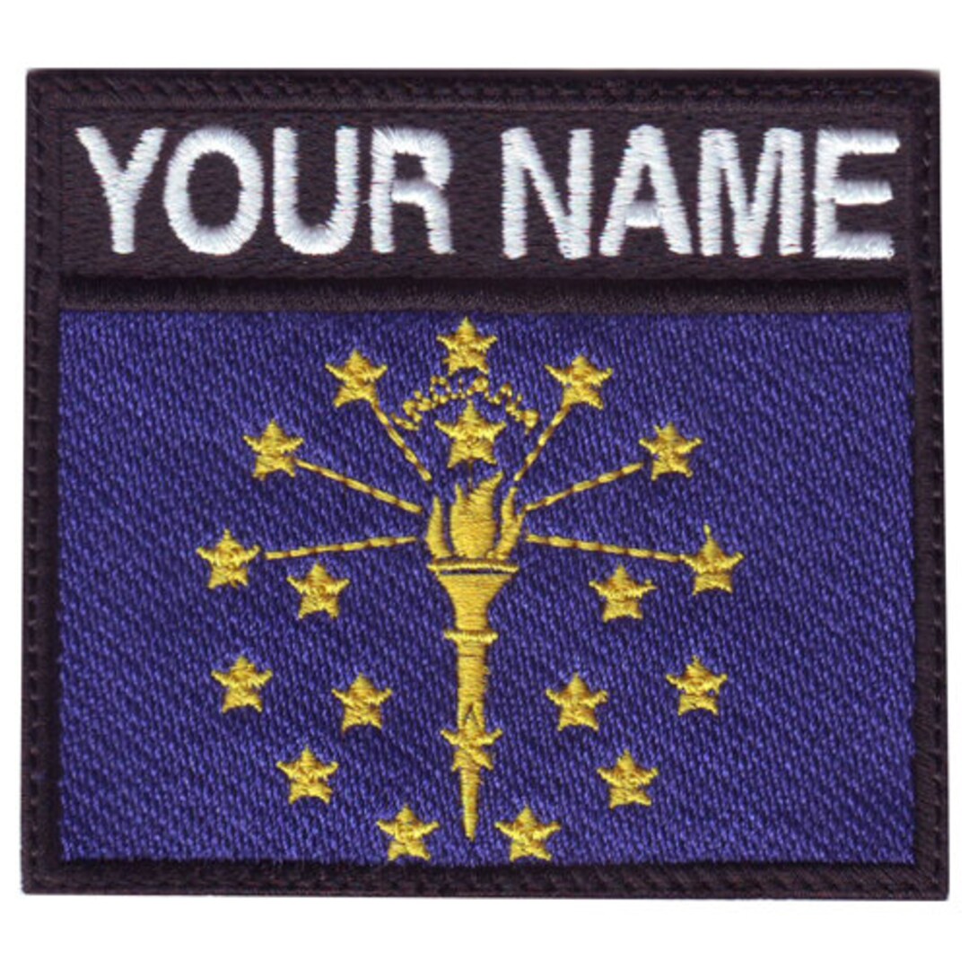 Indiana Personalized Badge Flag Embroidered Patch - Etsy