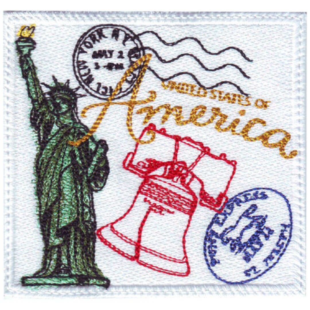 USA / America Stamp Embroidered Patch - Etsy