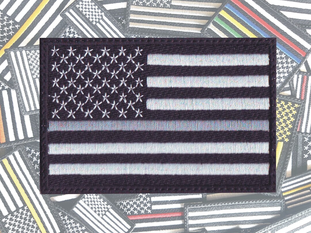 Thin Silver / Grey Line USA Corrections US Flag Embroidered Patch - Etsy