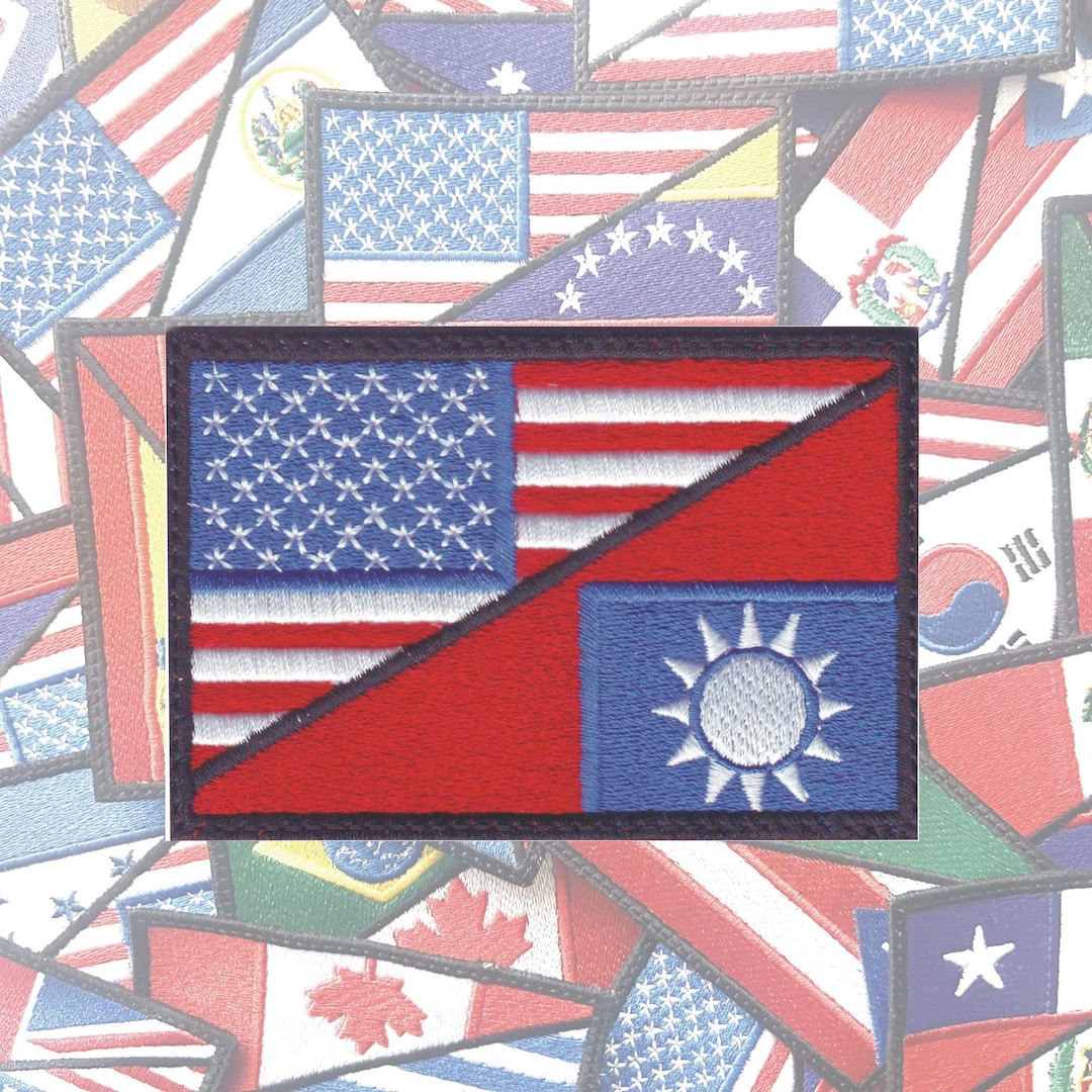 US / Taiwan Combo Flag Embroidered Patch American USA Flag Patch ...