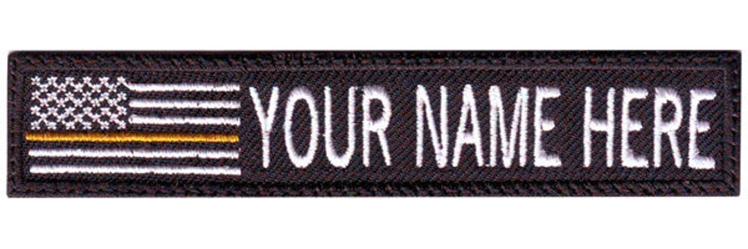 USA Thin Yellow Line Personalized Embroidered Name Tag Patch - Etsy