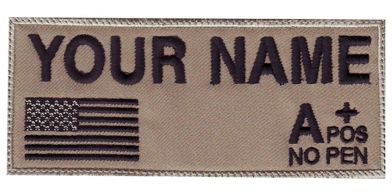 US Flag & Blood Type Embroidered Patch Sand - Etsy