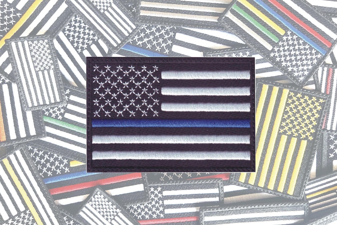 USA Blue Thin Line Flag Embroidered Patch 3 Sizes US Law Enforcement - Etsy