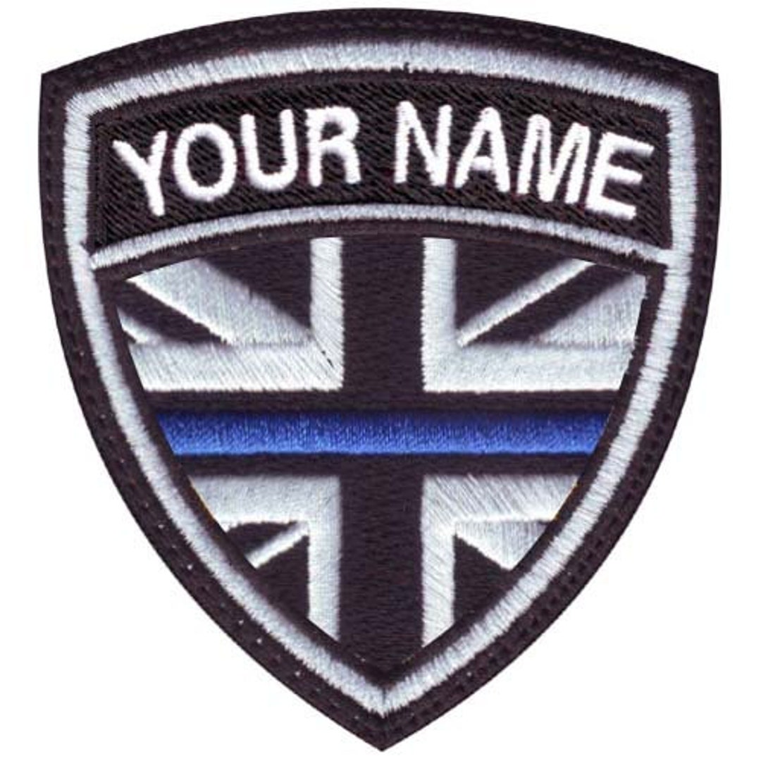 Thin Blue Line UK Flag Custom Crest Flag Name Embroidered Patch - Etsy UK