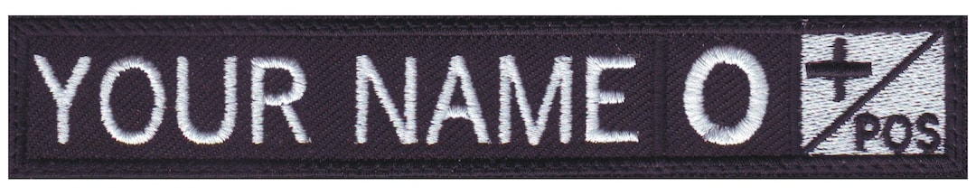 Personalized Embroidered Name Tag With Blood Type Patch - Etsy