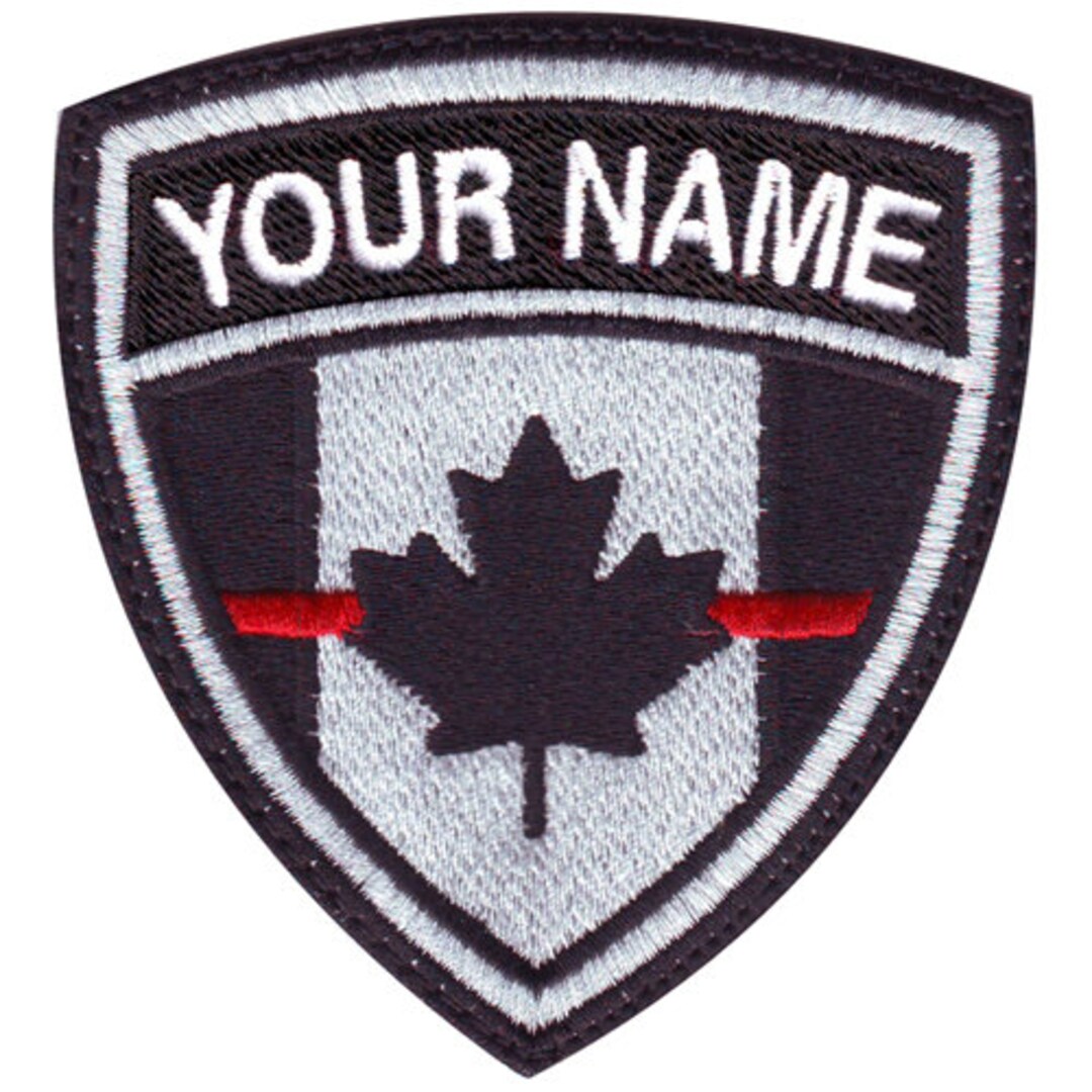 Thin Red Line Canada Flag Personalized Crest Flag Name Embroidered ...