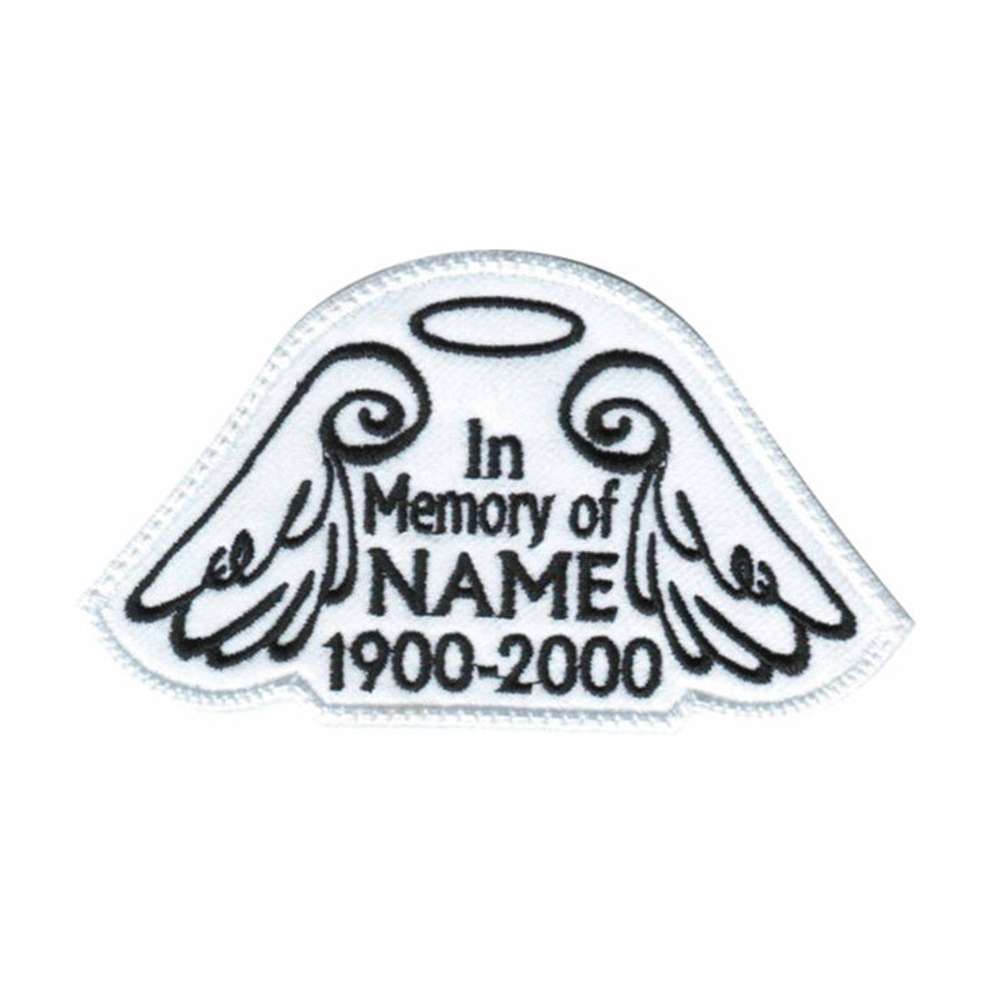 In Memory Angel Wings Personalized Name Tag White (A) Embroidered Patch ...
