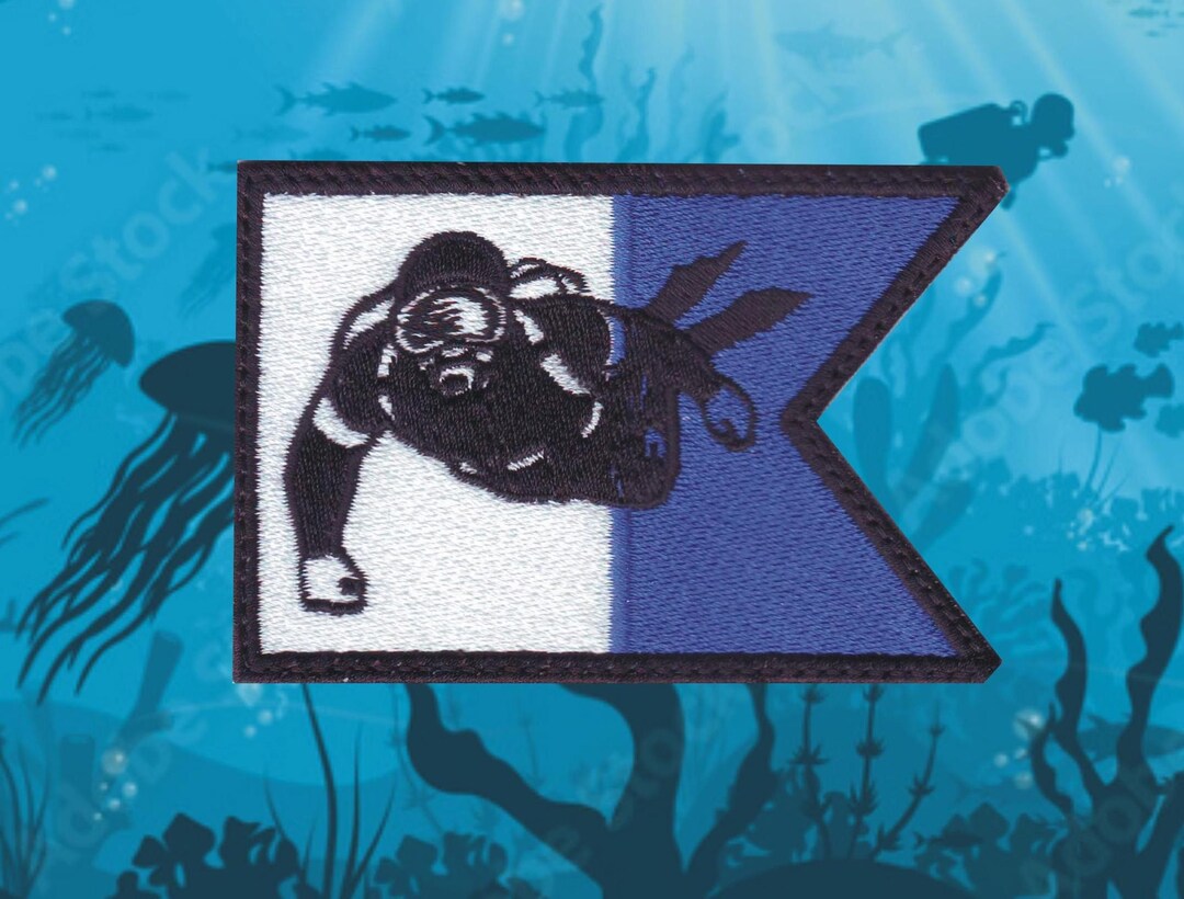 Scuba Diver Down Flag Alpha Flag Embroidered Patch - Etsy