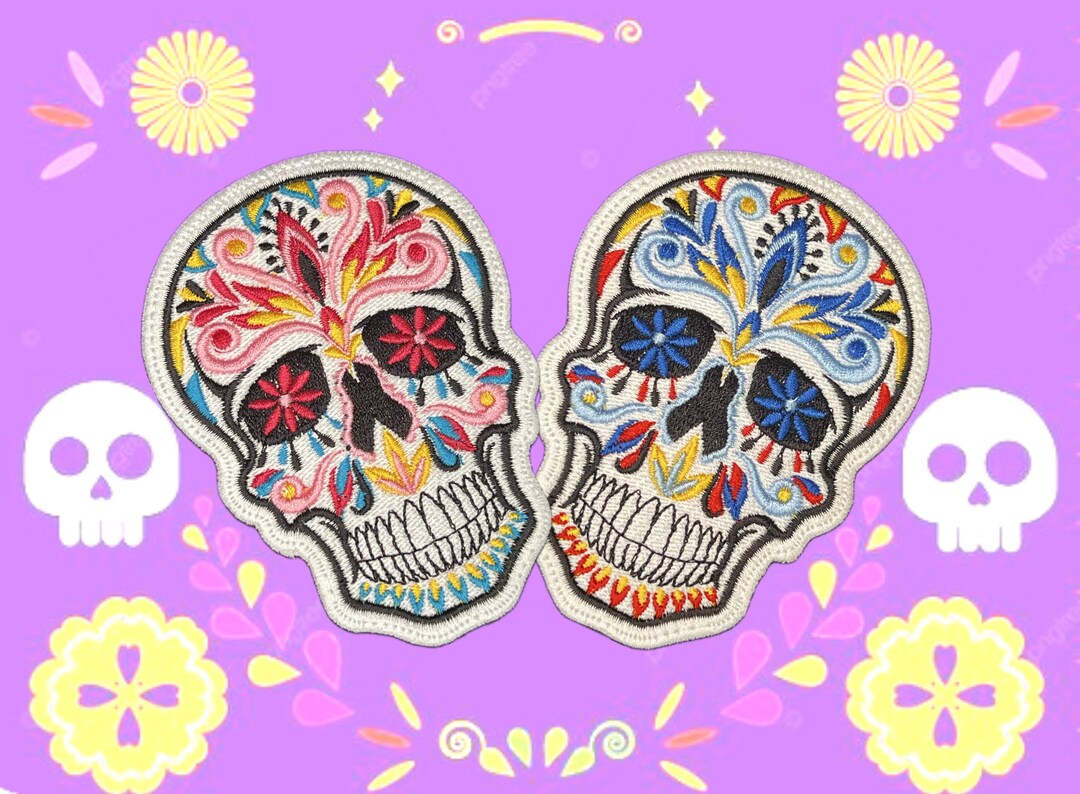 Day of the Dead Skull Halloween Calavera Muertos Embroidered Patch - Etsy