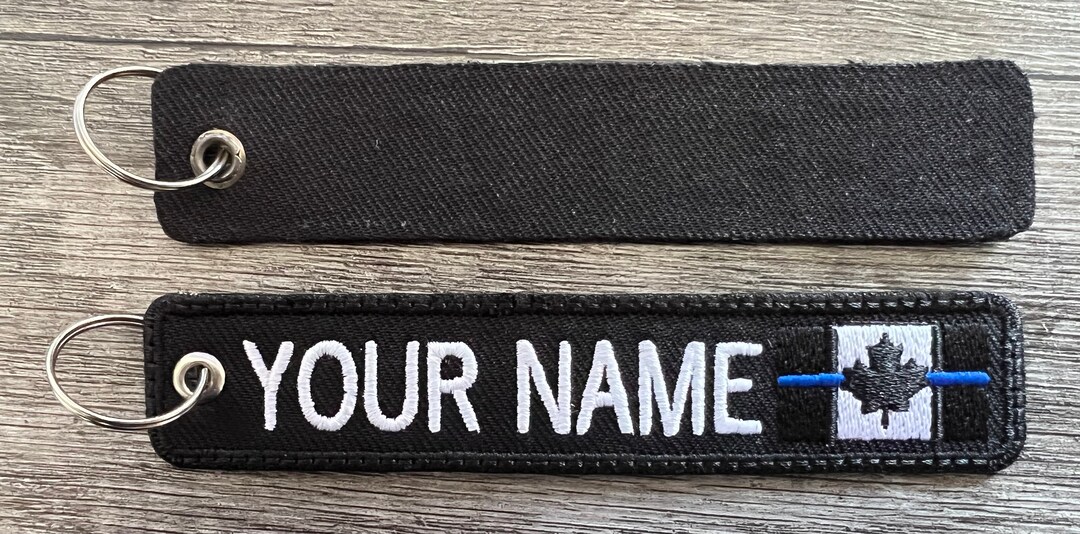 Canada Thin Blue Line Keychain Personalized Embroidered Name Tag Patch ...