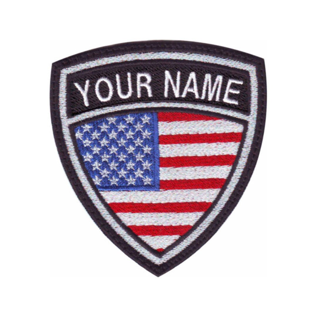 US Flag Personalized Crest Flag Name Embroidered Patch - Etsy