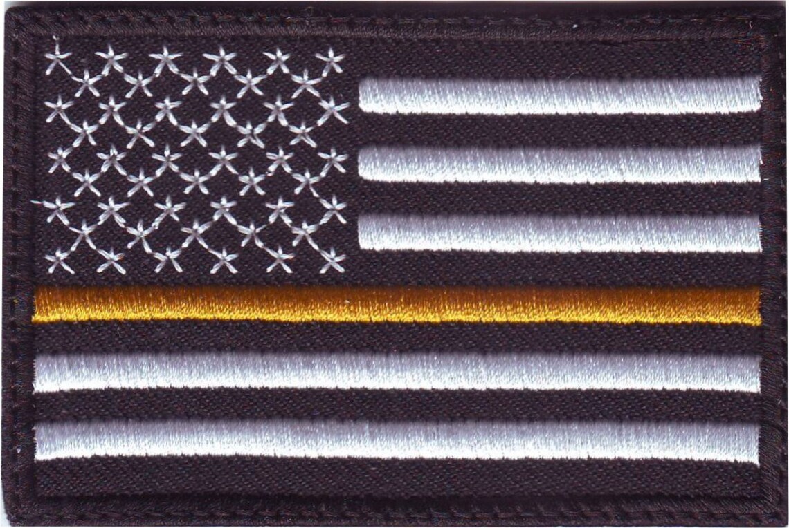 Thin Yellow Line USA Flag Embroidered Patch - Etsy