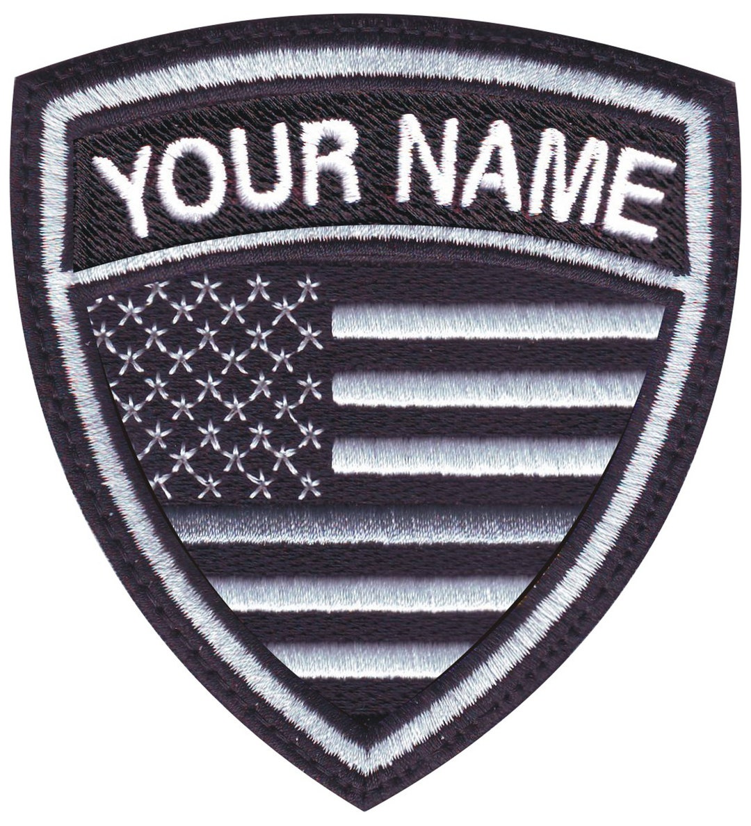 Thin Silver Line USA Flag Custom Crest Flag Name Embroidered Patch - Etsy