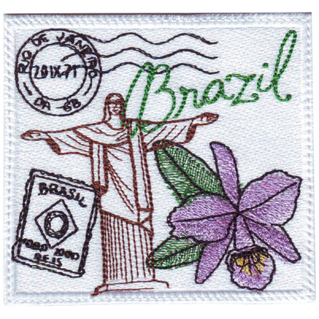 Brazil Stamp Embroidered Patch - Etsy