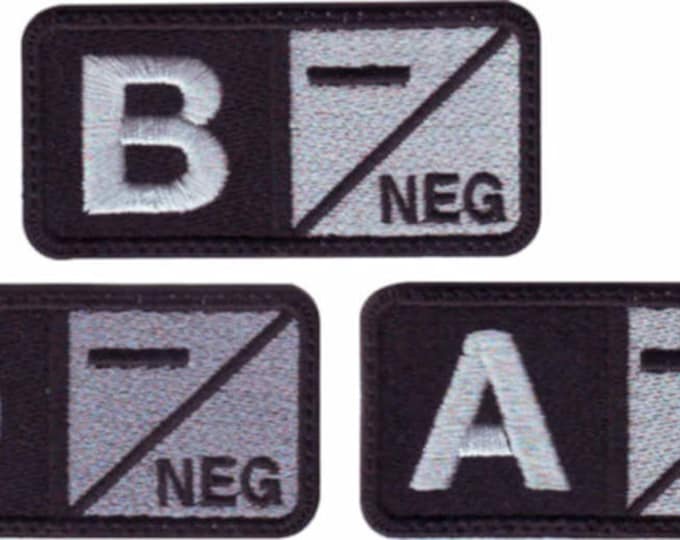 Blood Type Black Embroidered Patch - Etsy