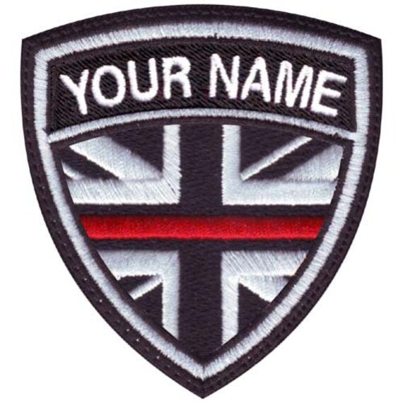 Thin Red Line UK Flag Personalized Crest Flag Name Embroidered | Etsy