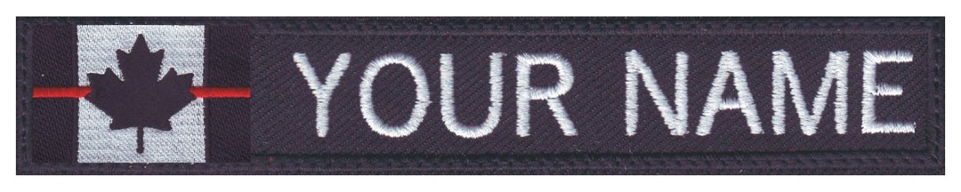 Canada Thin Red Line Personalized Embroidered Name Tag Patch - Etsy