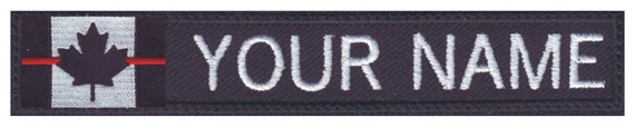 Canada Thin Red Line Personalized Embroidered Name Tag Patch - Etsy