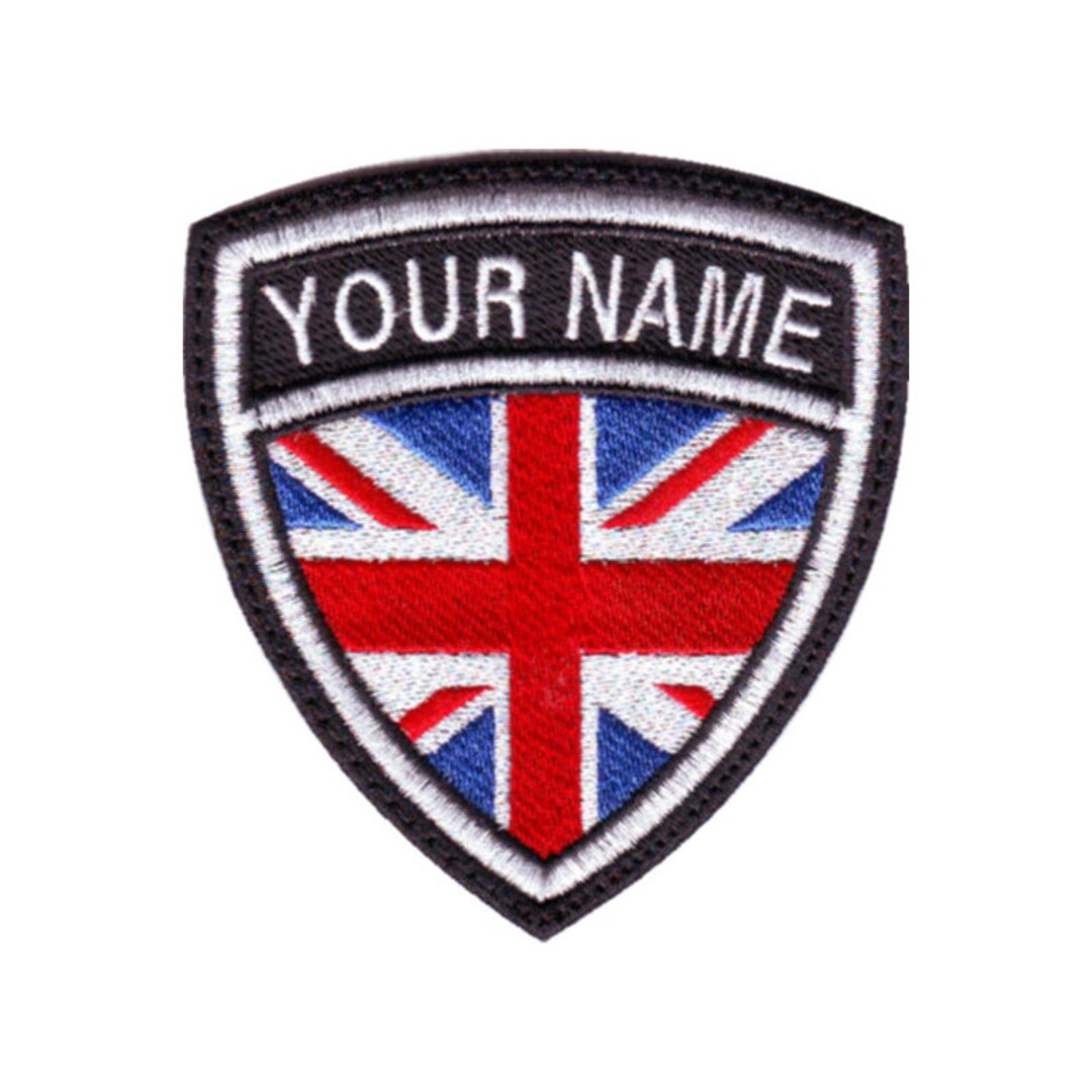 UK Union Jack Personalized Crest Flag Name Embroidered Patch - Etsy