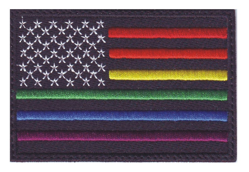 Rainbow USA Thin Line LGBTQIA Pride Flag Embroidered Patch - Etsy
